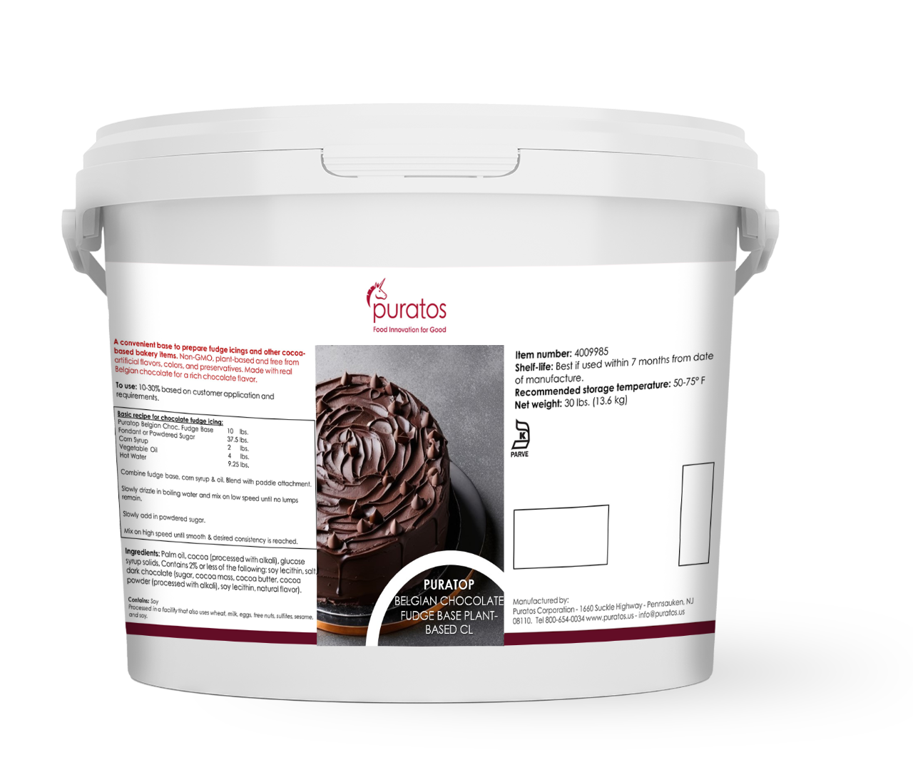 Puratop Belgian Chocolate Fudge Base Plant-Based CL - Puratos